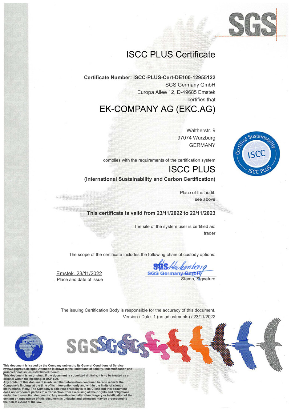 ISCC Plus certification | EKC.AG